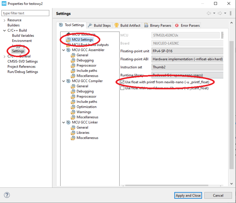 STM32CubeIDE – printf i typ float – Wojciech Tarnawski